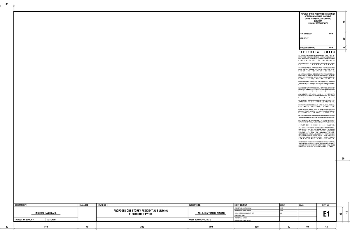 Proposed Electrical Layout for One-Storey Residential Bldg (AR363 ...