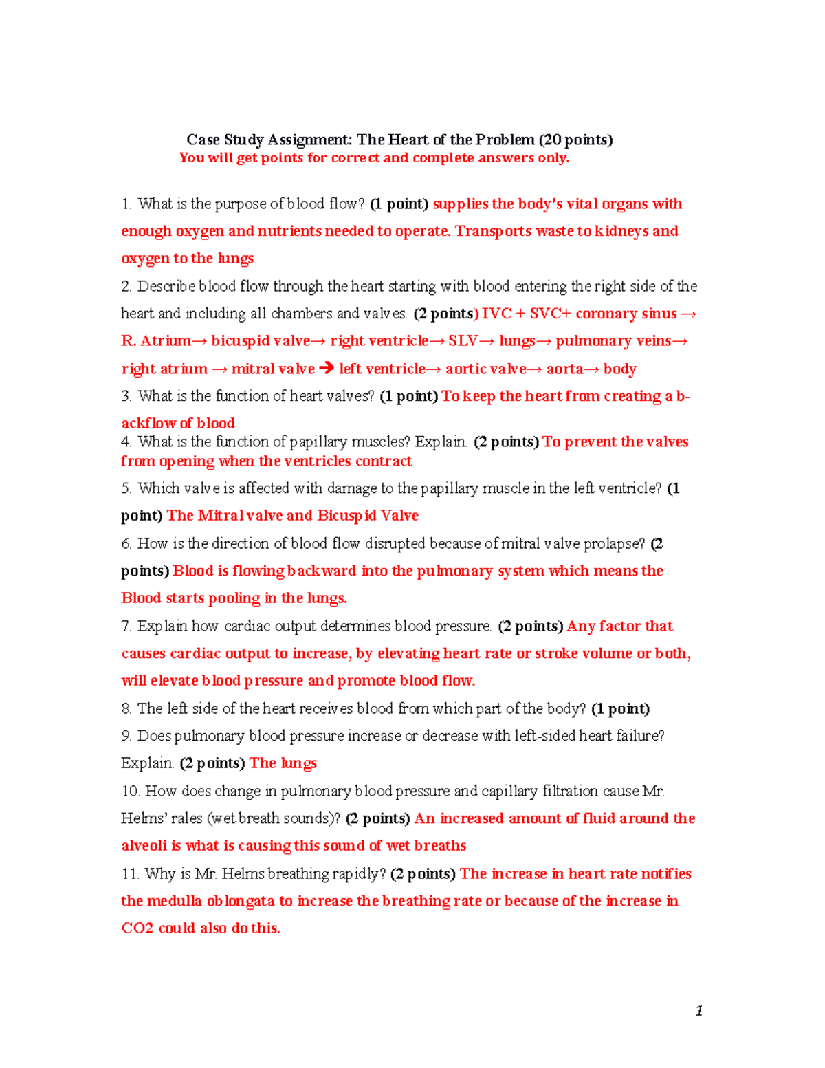 Case Study Assignment: Blood Flow and Heart Function Analysis - Studocu