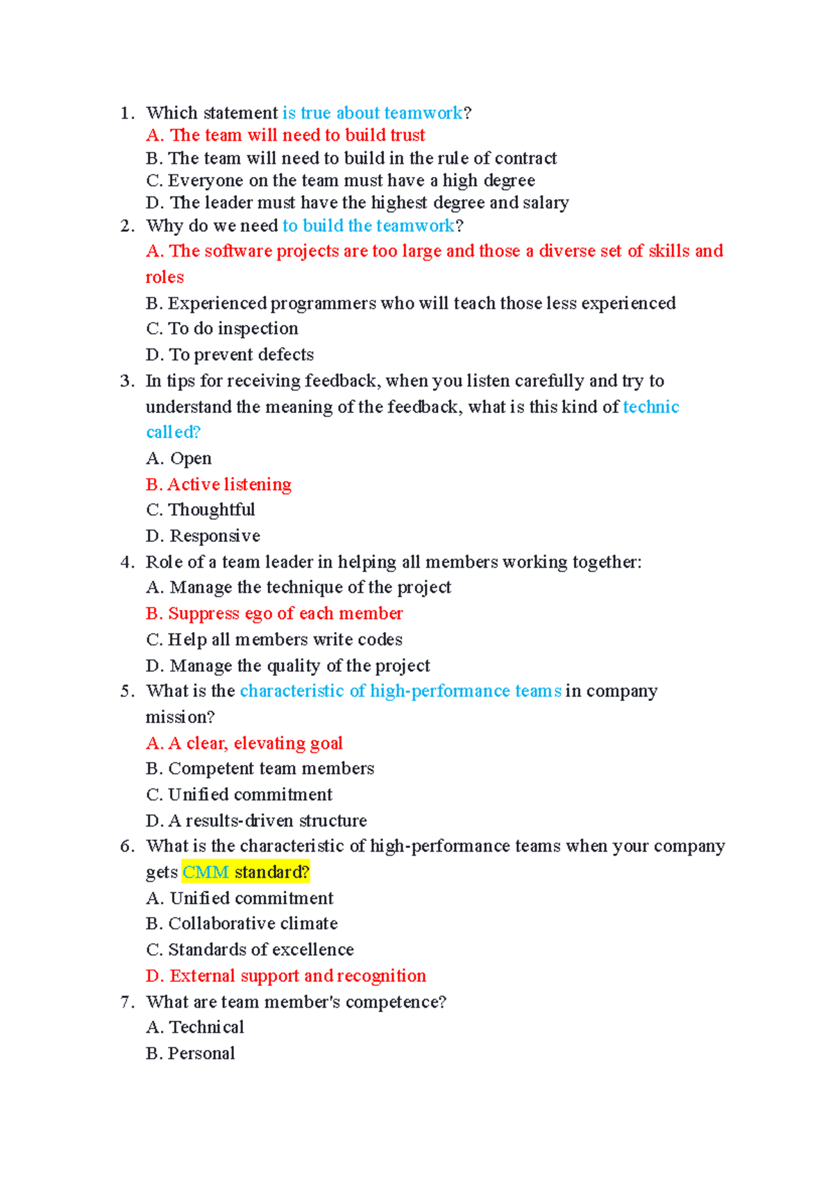 ADP FULL-đáp-án 2: Understanding Teamwork and Software Development ...