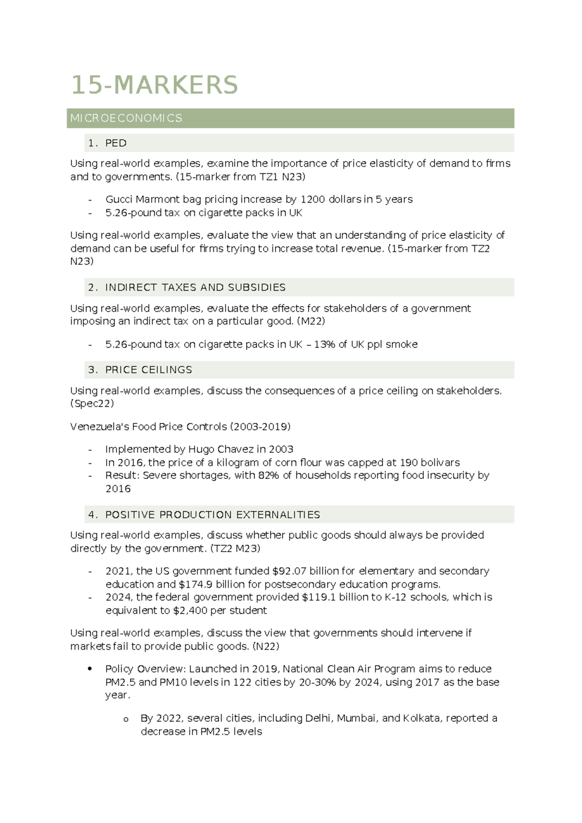 IB Economics HL Past Paper 1 - Comprehensive Review of Key Topics - Studocu