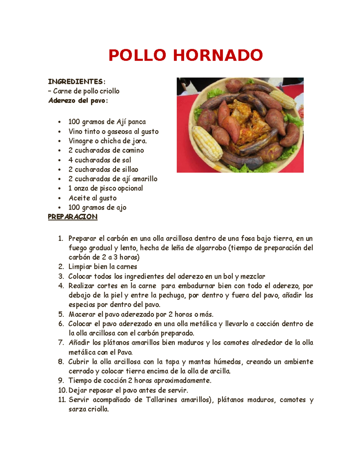 Pollo Hornado: Receta Tradicional y Preparación Detallada - Studocu
