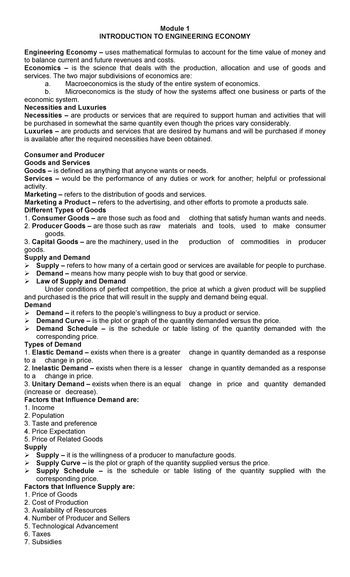 Module 1: Intro to Engineering Economy - Key Concepts & Terms - Studocu