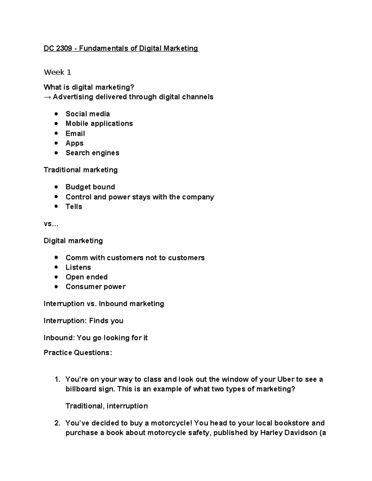 DC 2309 Final Exam Study Guide - Key Concepts in Digital Marketing ...