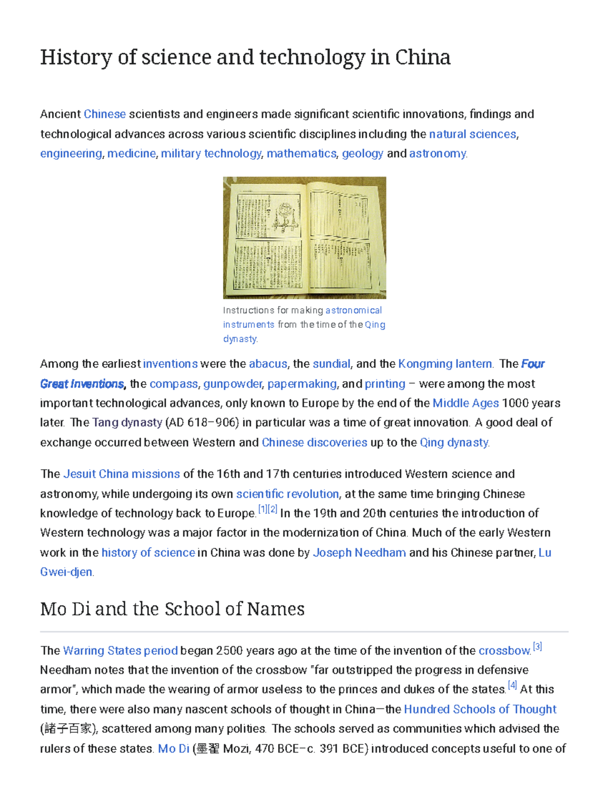 History of science and technology in China - Wikipedia - History of ...