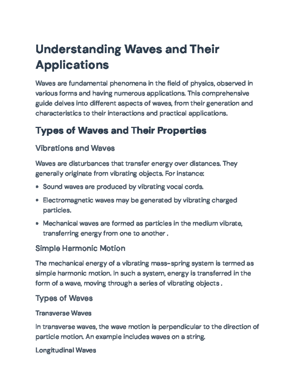 Understanding Waves: Properties, Interactions, and Applications ...