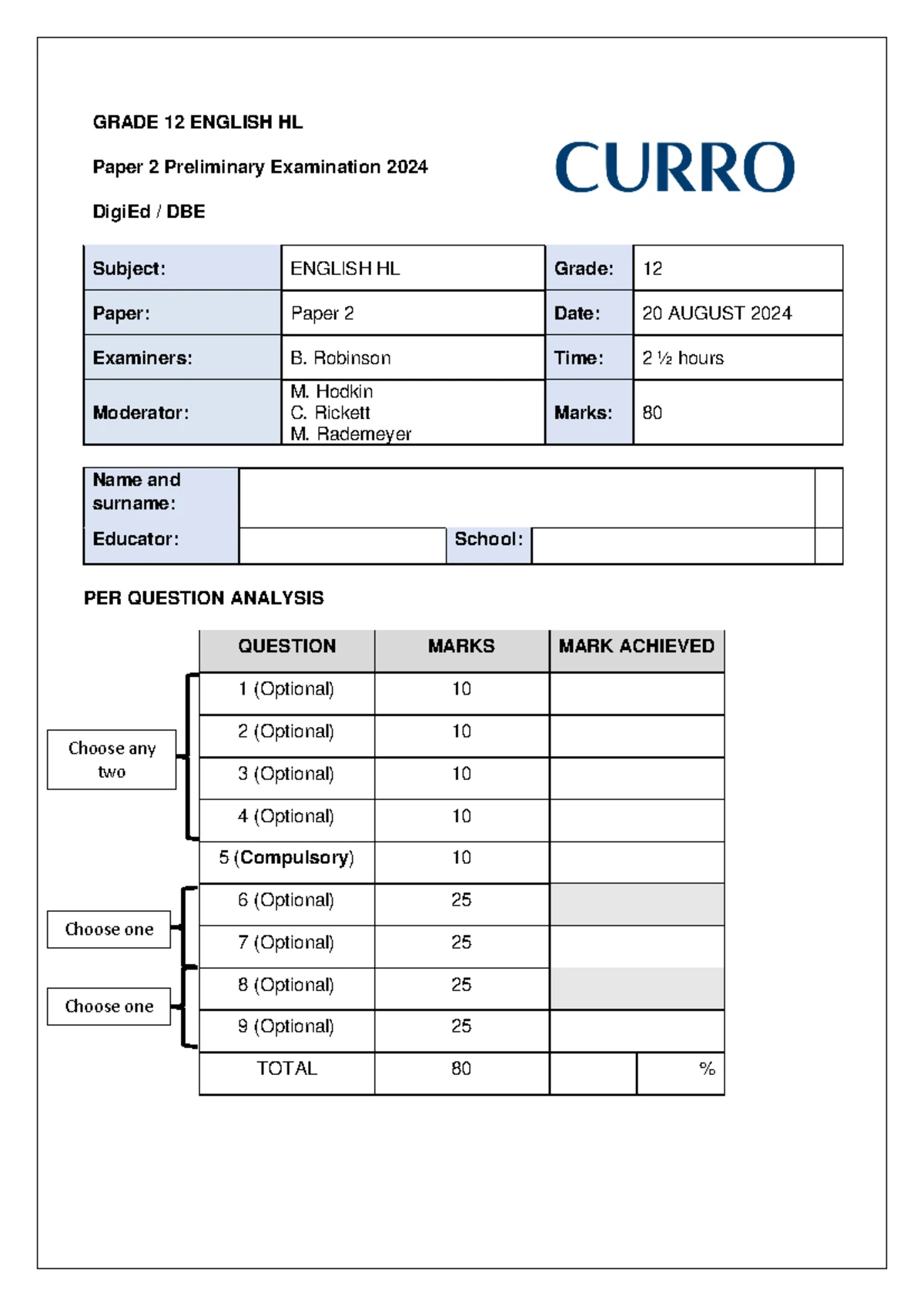 Gr12 English HL Paper 2 Preliminary Exam 2023 - Question Paper - Studocu