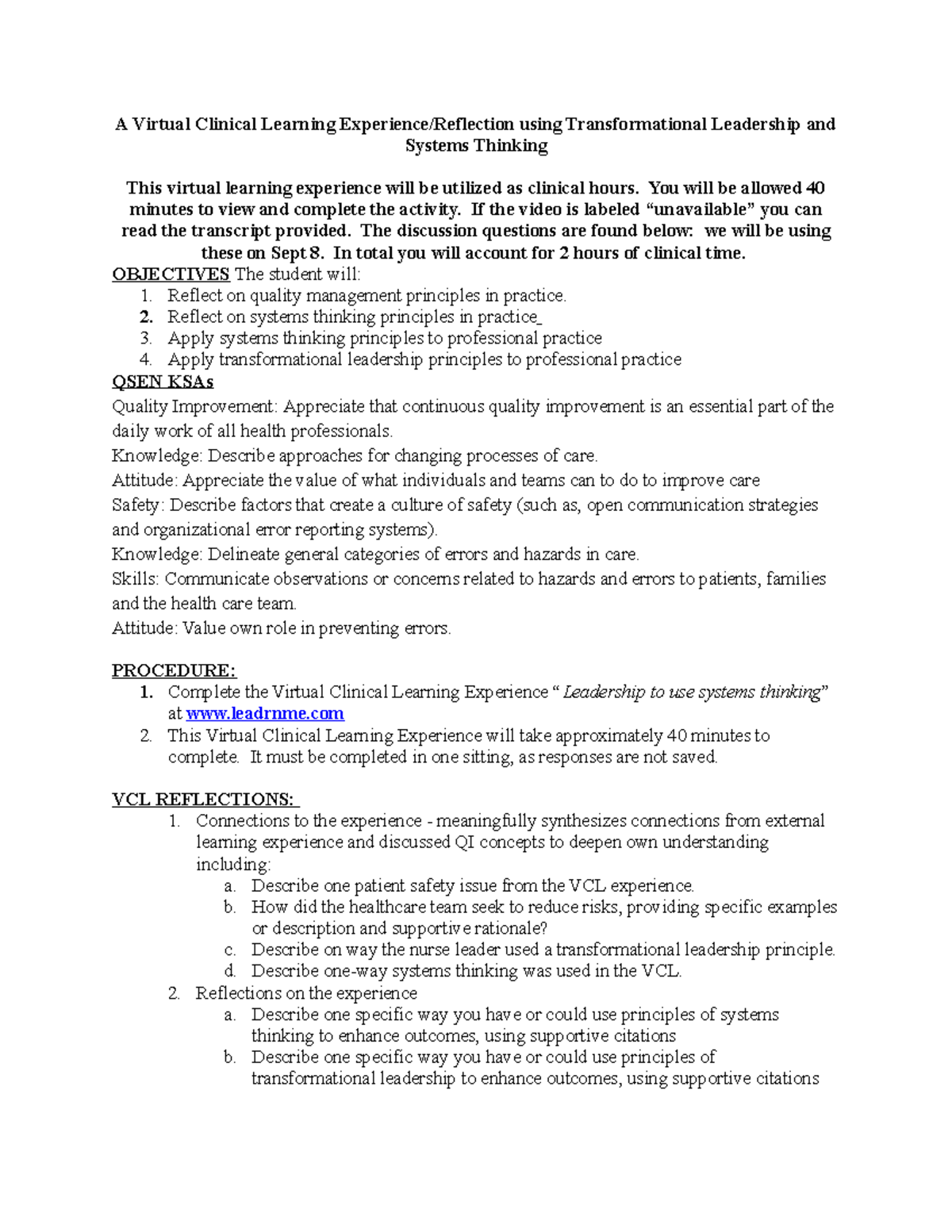 A Virtual Clinical Learning Experience Reflection using ...