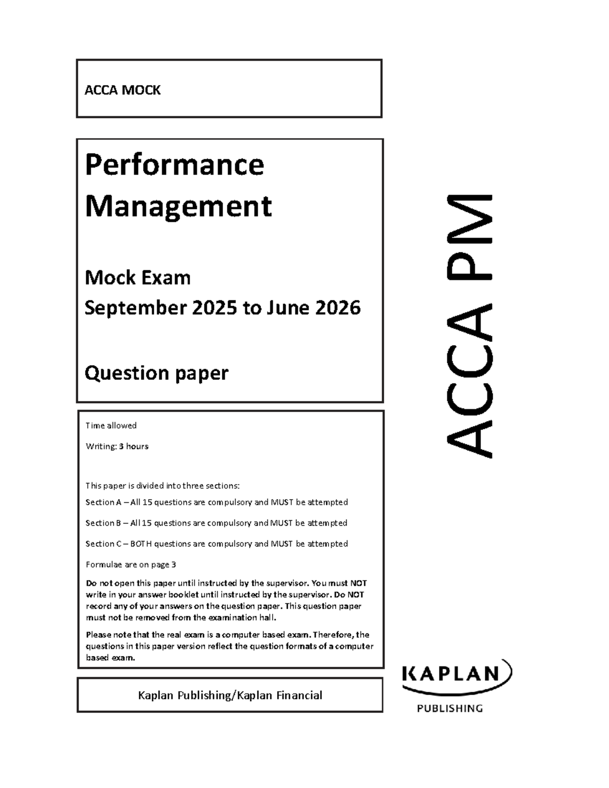 PM Mock Exam Questions S25-J26 (Sept 2025 - June 2026) - Studocu