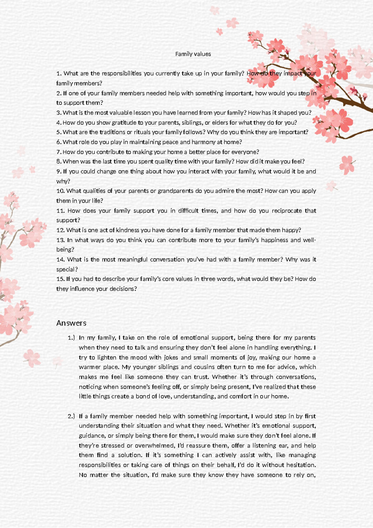 UHV Family Values Assignment: Insights on Roles and Responsibilities ...