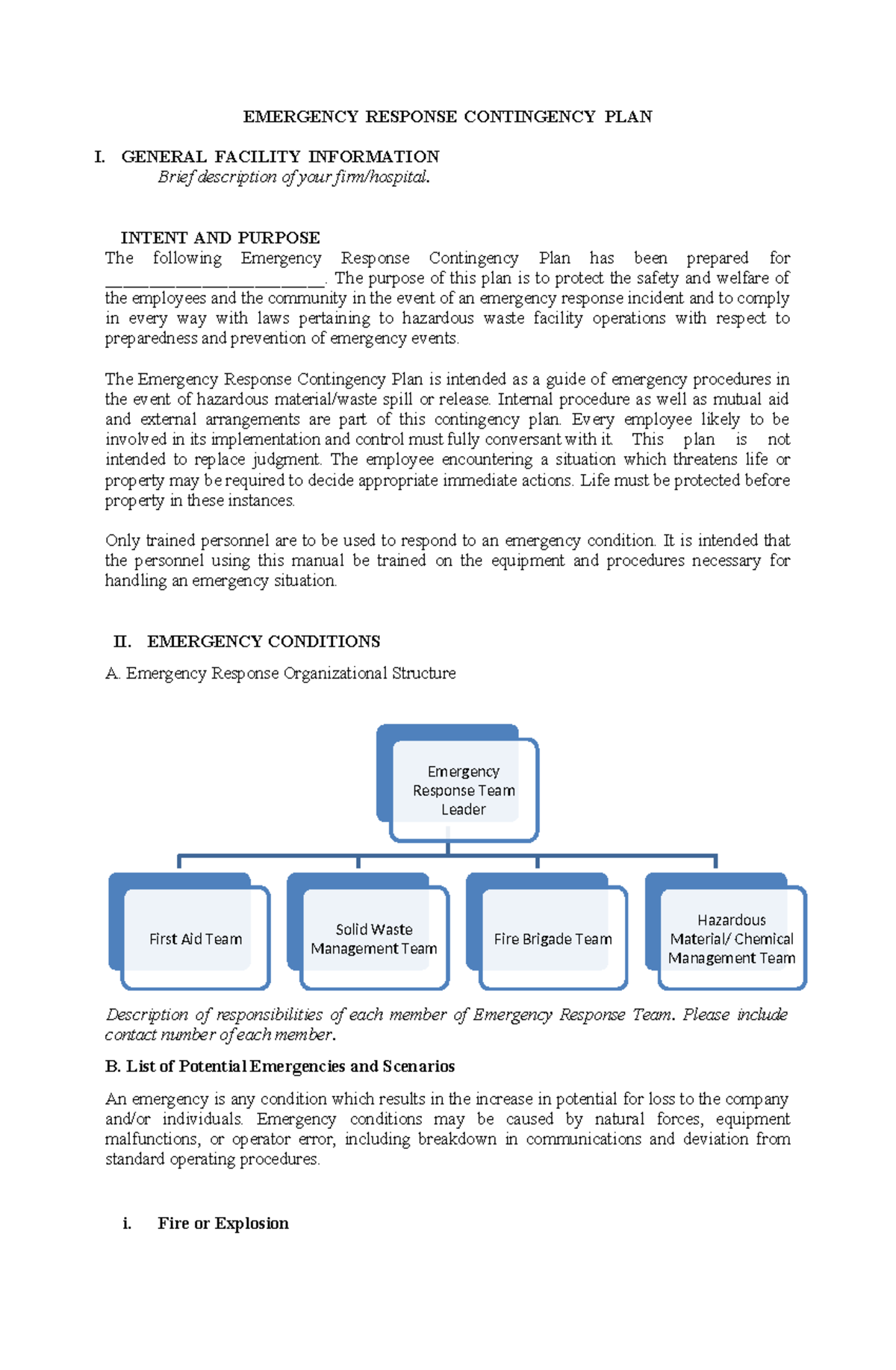 HW Registration Contingency Plan: Emergency Response Procedures Guide ...