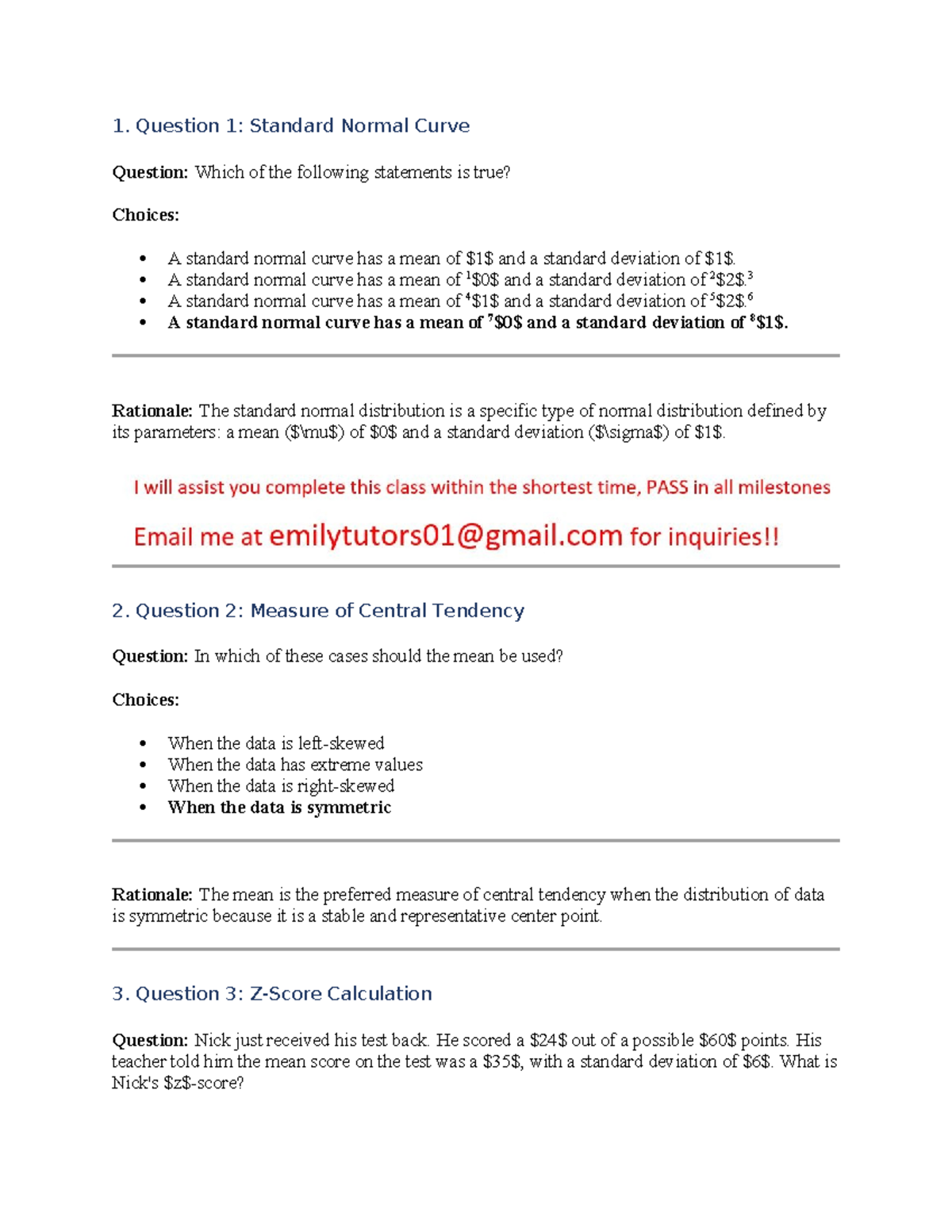 Stats 1001 Milestone 2 Final Exam Answers: Key Concepts & Questions ...
