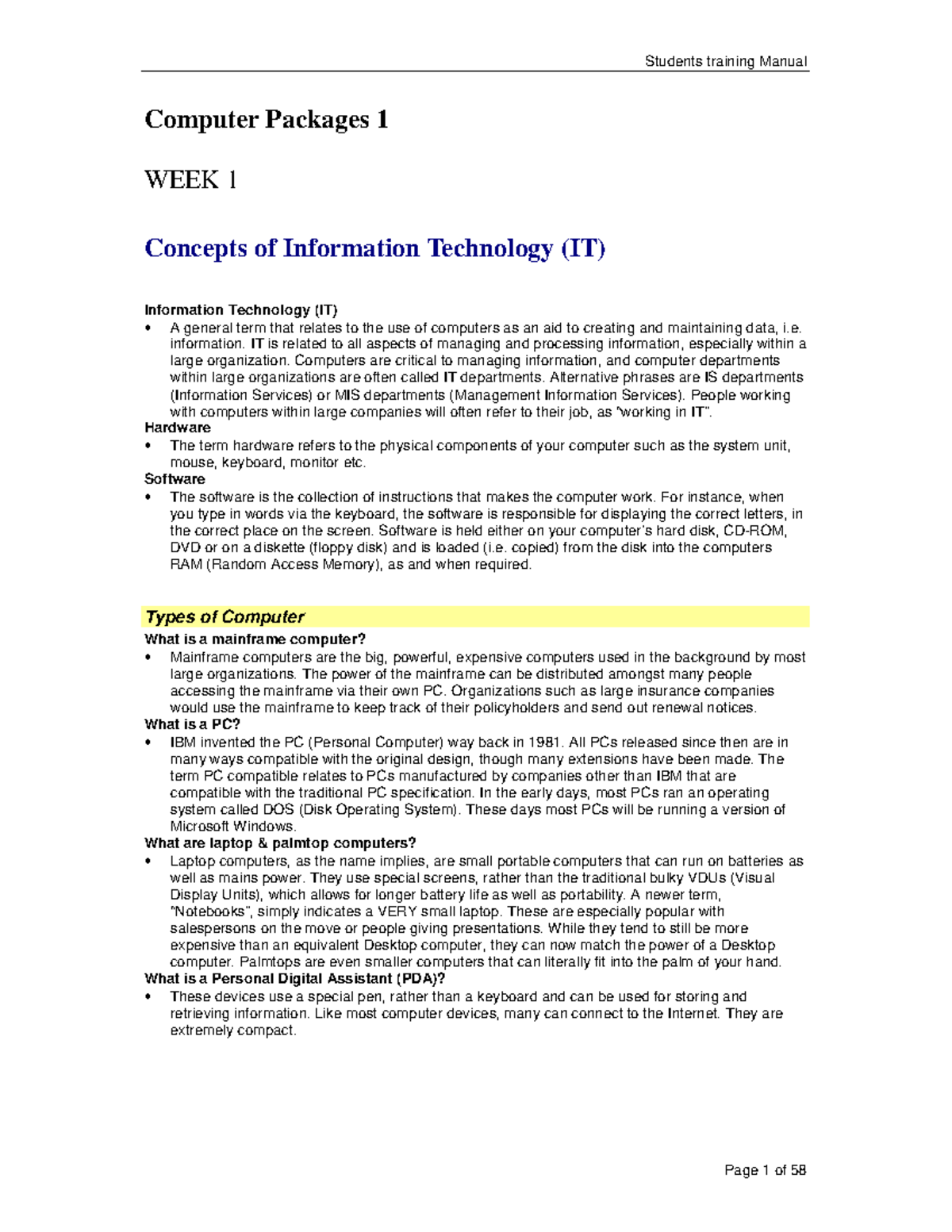 Computer Applications I (COMP101): Windows XP Overview & Functions ...