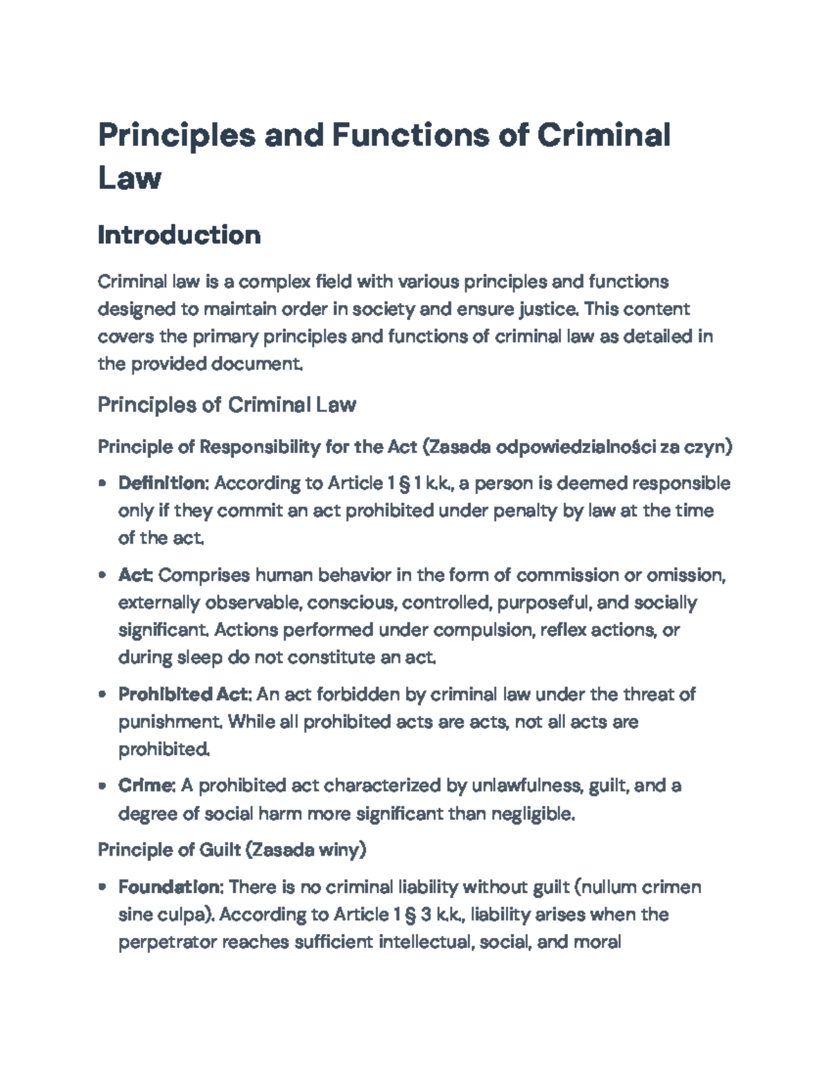 Principles and Functions of Criminal Law: Overview and Insights (CRL ...