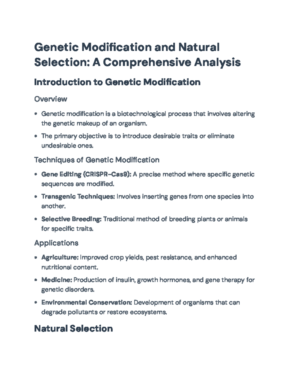 Genetic Modification vs. Natural Selection: Analysis & Implications ...