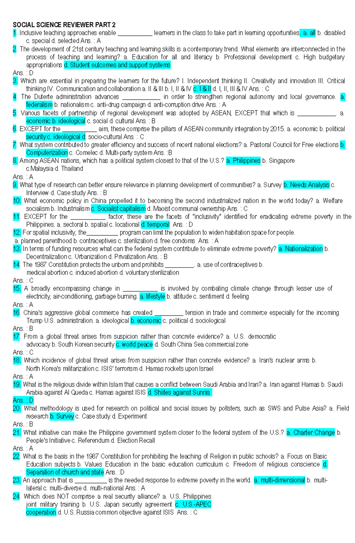 Social Sci Reviewer: Key Concepts & Knowledge for Exam Success - Studocu