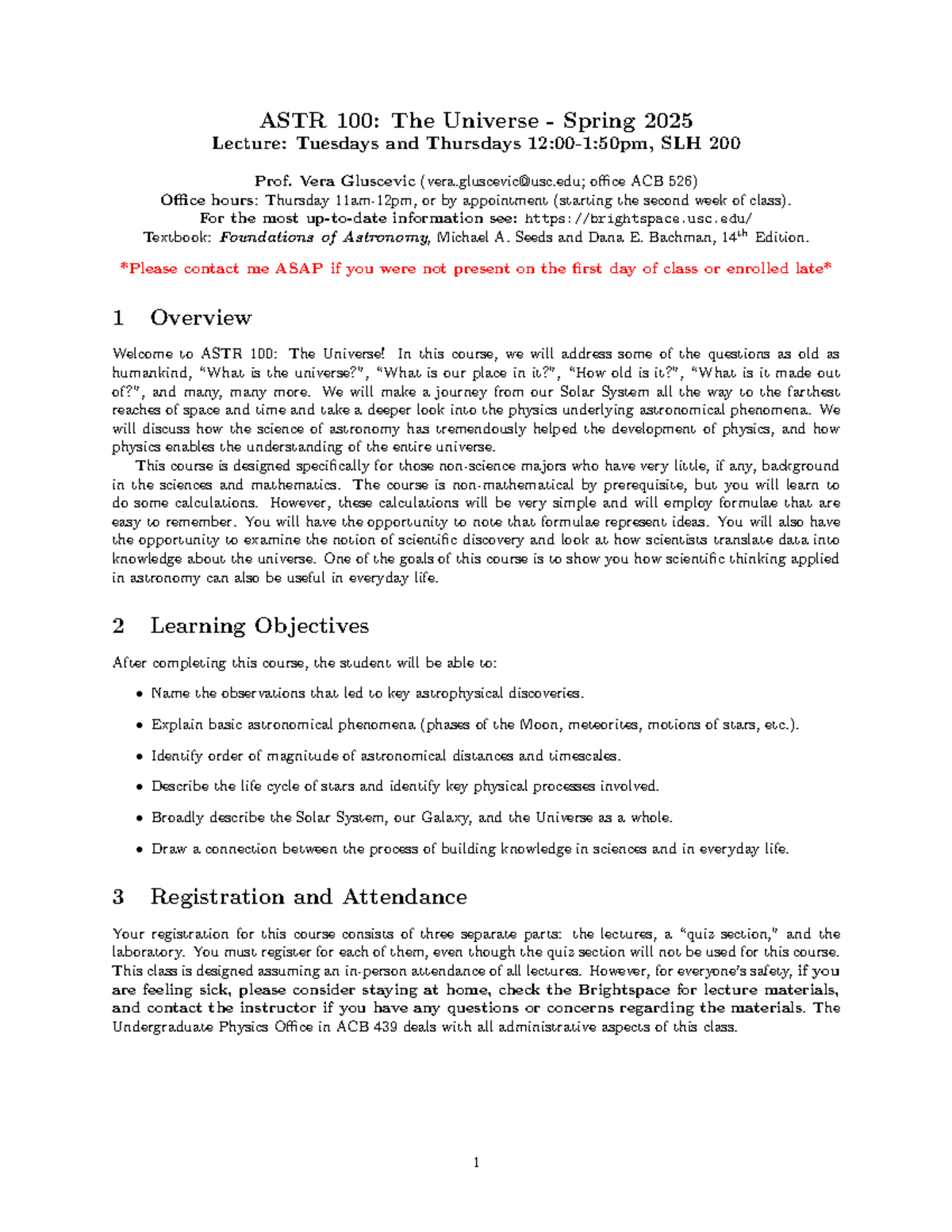 ASTR 100 Spring 2025 - Syllabus 2025 - ASTR 100: The Universe - Spring ...