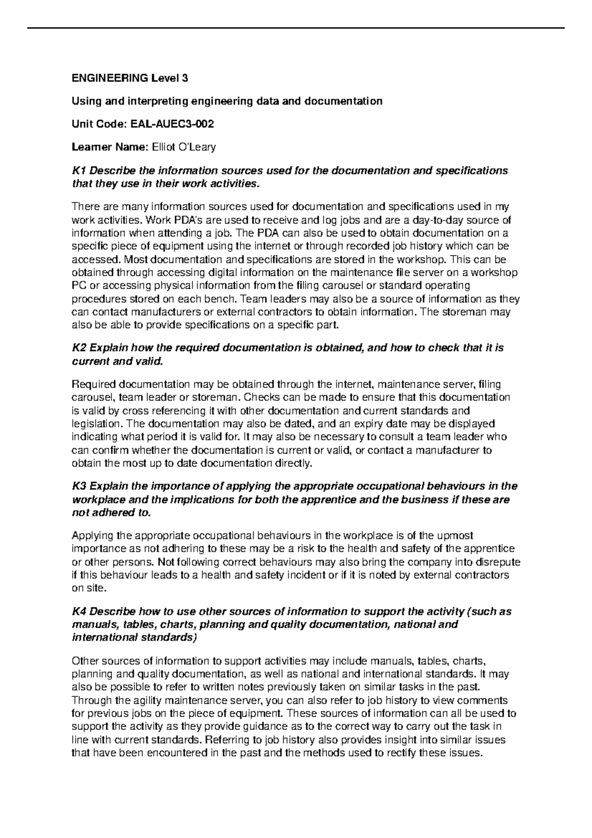 Engineering Level 3 EAL Unit UPK 002 DONE Using and interpreting ...