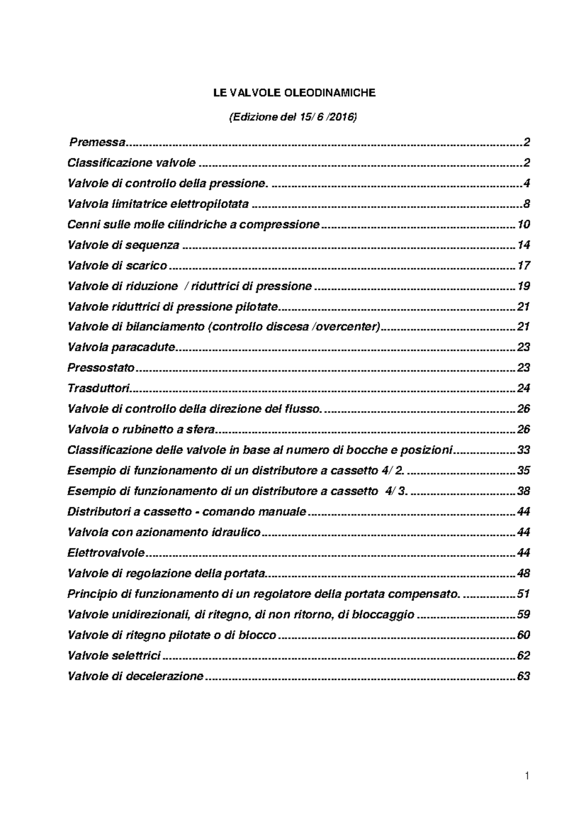 Valvole Oleodinamiche: Classificazione e Funzionamento (Ed. 6) - Studocu