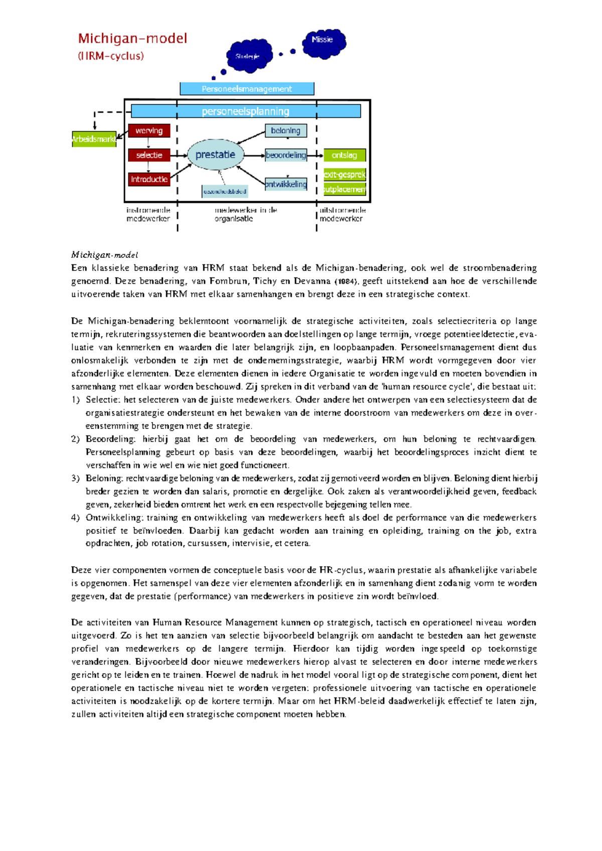 Michigan Model-HRM: Fombrun's Human Resource Cycle Explained - Studeersnel
