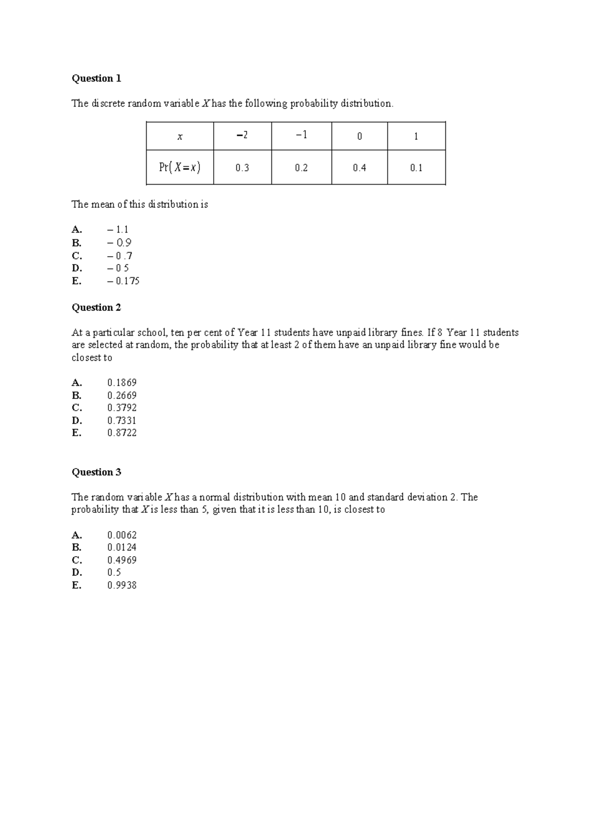 Probability Revision Methods Notes - Year 12 (YR12) - Studocu