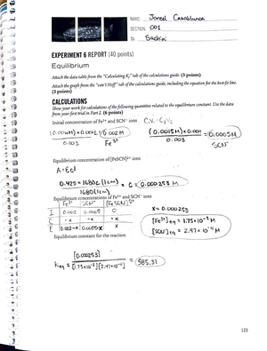 LAB 5 - Lab 5 chem 107 - a nt : NAME: SECTION: TA: Experiment 5 Report ...