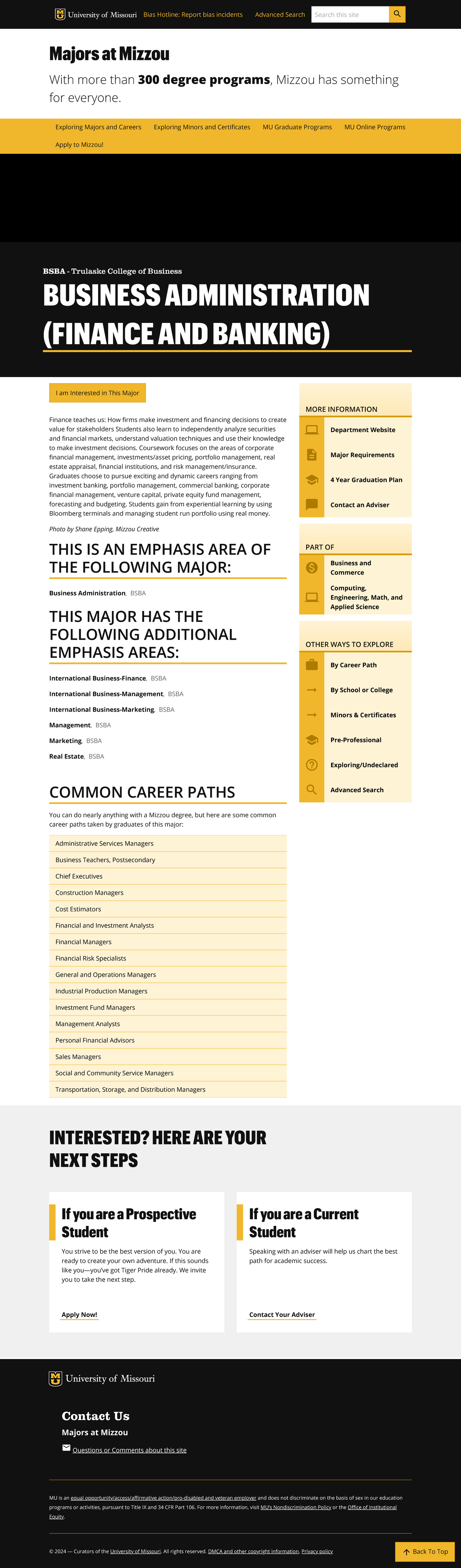 Business Administration (Finance & Banking) Overview - MU Majors - Studocu