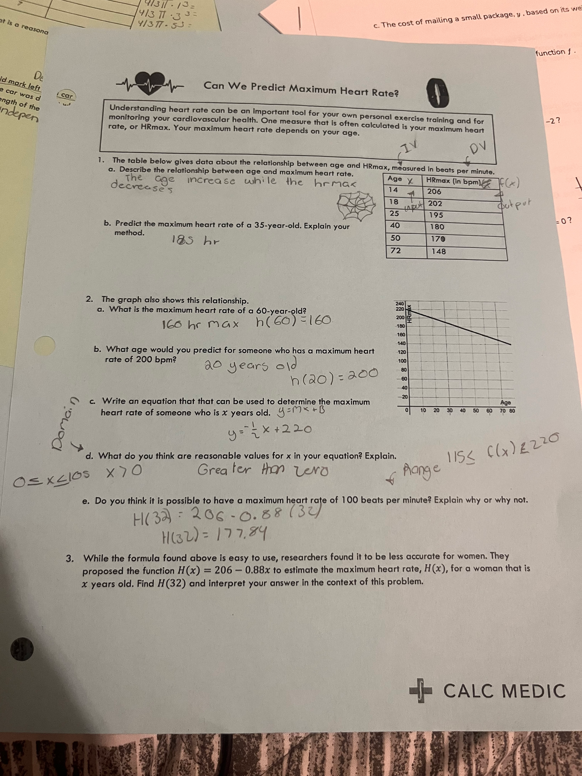 CALC 101 - Predicting Maximum Heart Rate Based on Age Analysis - Studocu