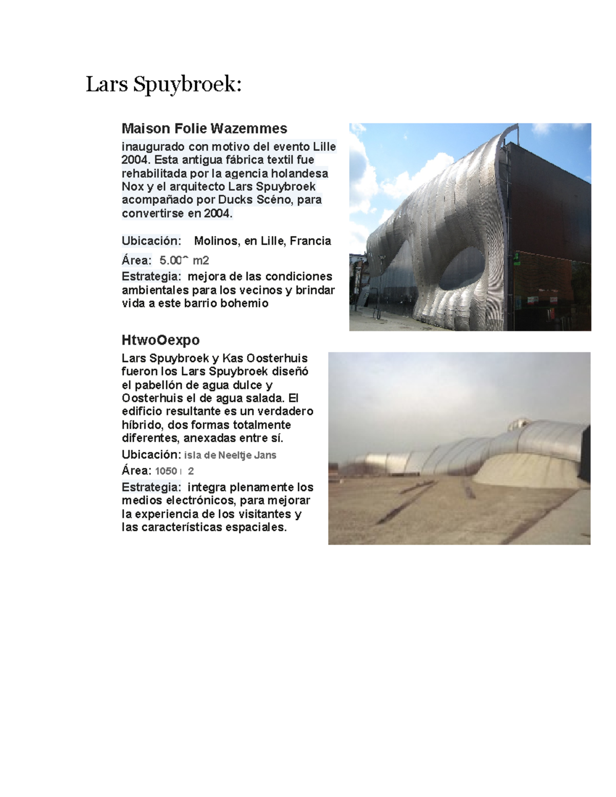 Obras Arquitectónicas Notables: Proyectos de Lars Spuybroek y Greg Lynn ...