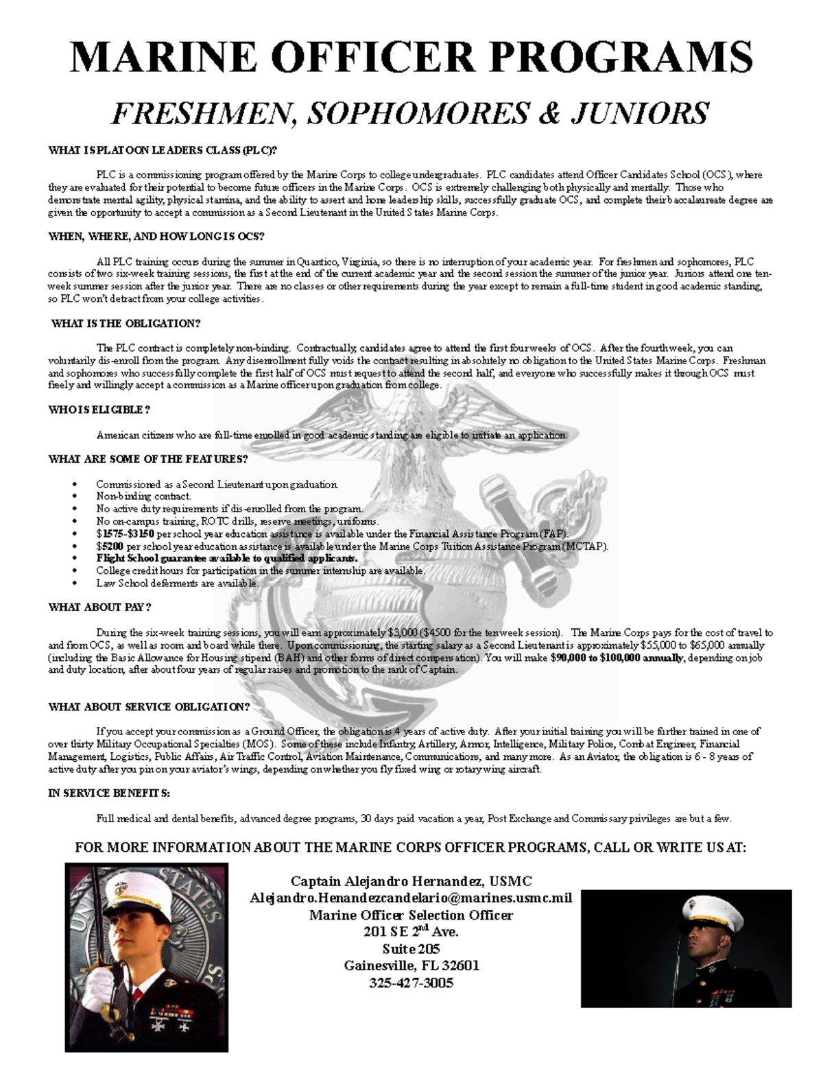 Marine Officer Program Overview: Platoon Leaders Class (PLC) - Studocu