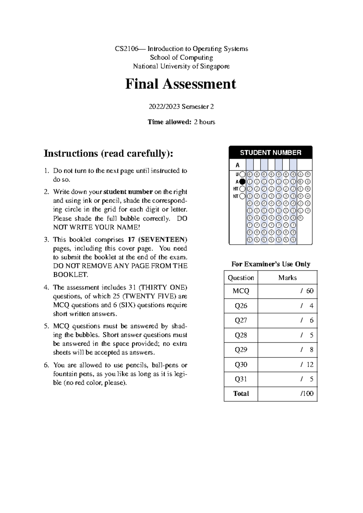 2223SEM2-CS2106 - Introduction to Operating Systems (CS2106) - CS2106— Introduction to Operating ...