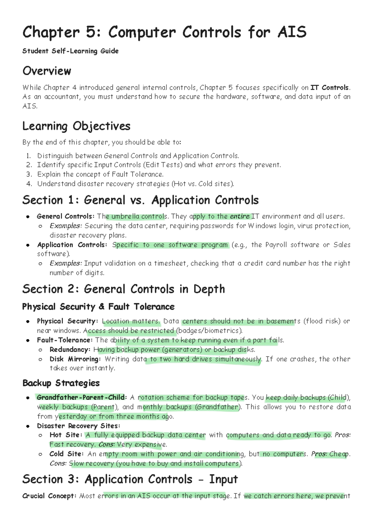 Chapter 5: IT Controls in AIS - Student Study Guide - Studocu