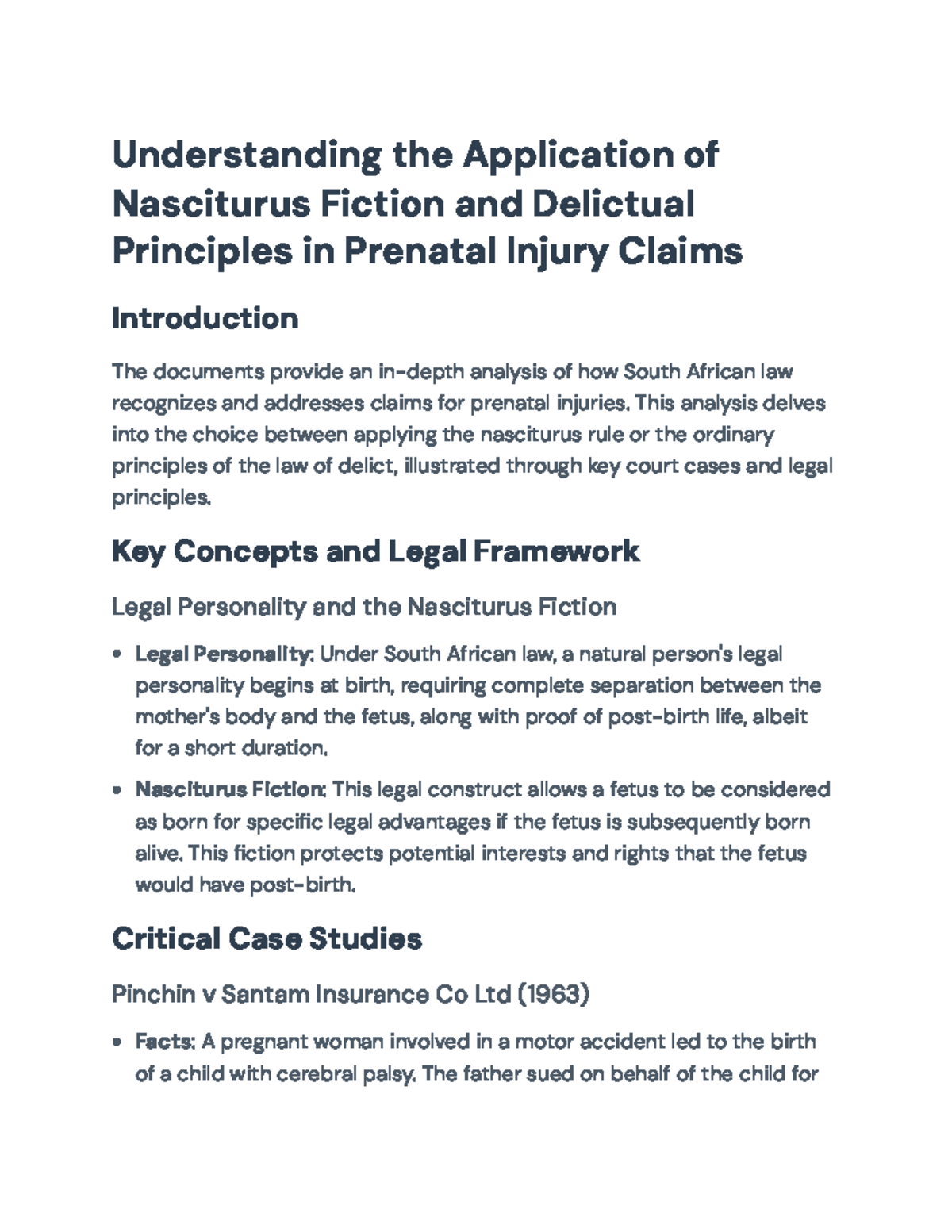 Understanding Nasciturus Fiction in Prenatal Injury Claims (LAW 101 ...