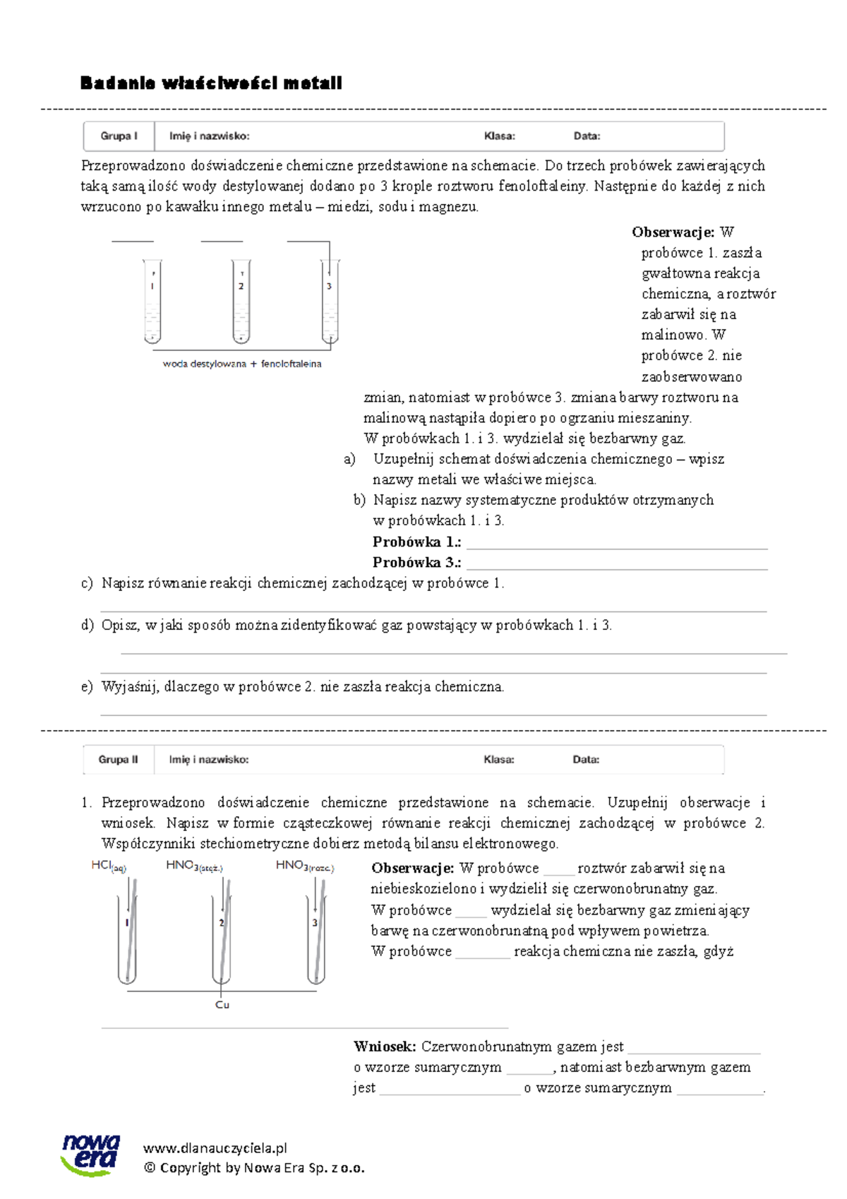 Badanie właściwości metali - Kartkówka z chemii #MET01 - Studocu