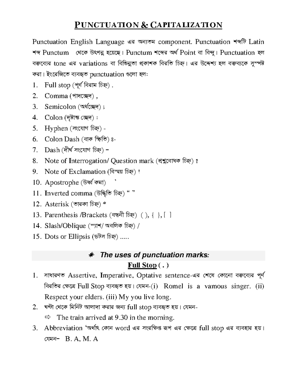 Capitals and Punctuations - Punctuation & Capitalization Punctuation ...