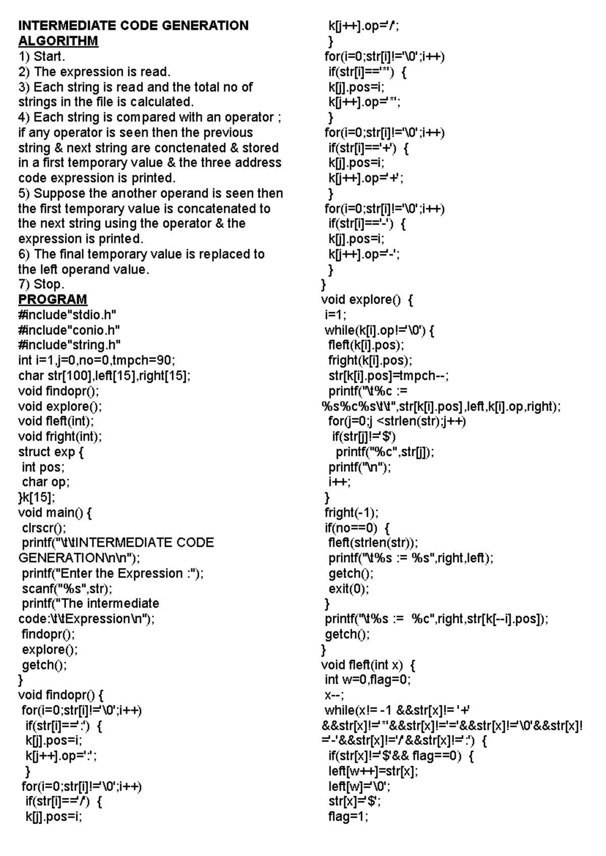 Compiler Design LAB - Lecture notes 5-6 - INTERMEDIATE CODE GENERATION ...