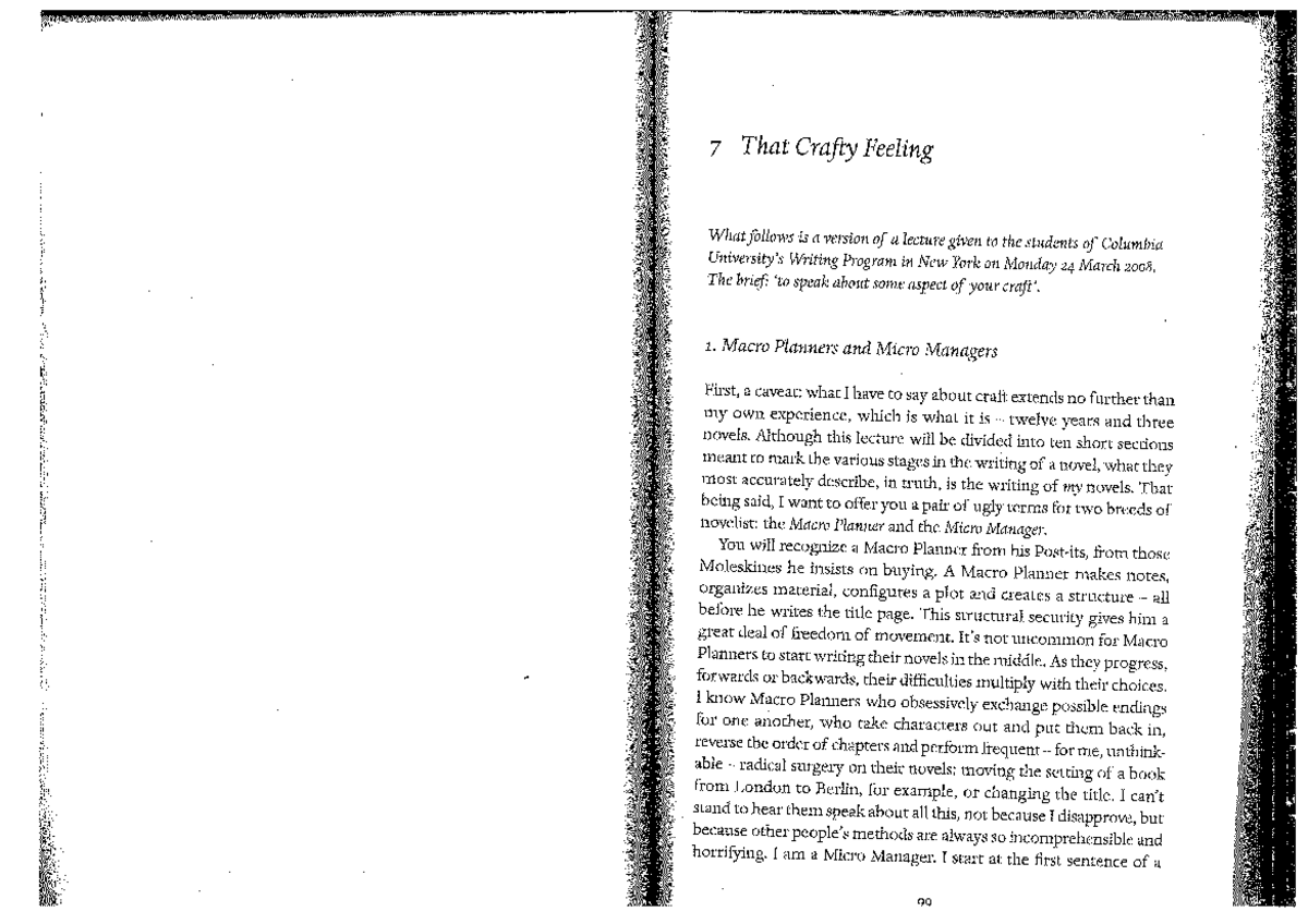 Crafting Novels: Insights from Zadie Smith's Lecture (WRIT-101) - Studocu