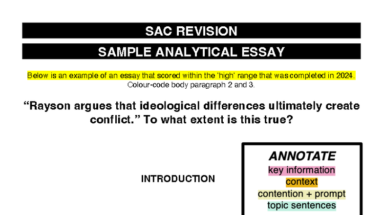 SAC - Analytical Essay Revision Sample for 2024 - Studocu