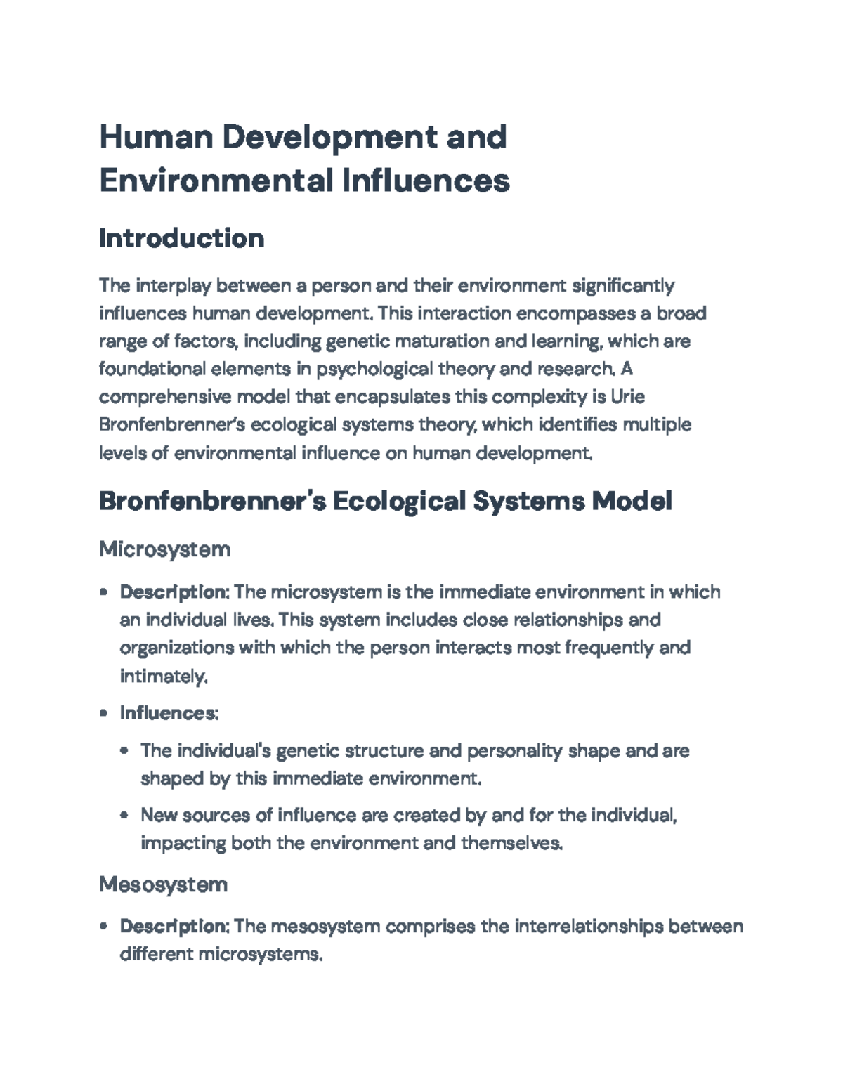 Human Development and Environmental Influences: Bronfenbrenner's Theory ...