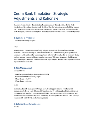 Learnings - Cesim Bank Simulation - The CESIM Bank simulation helped us ...
