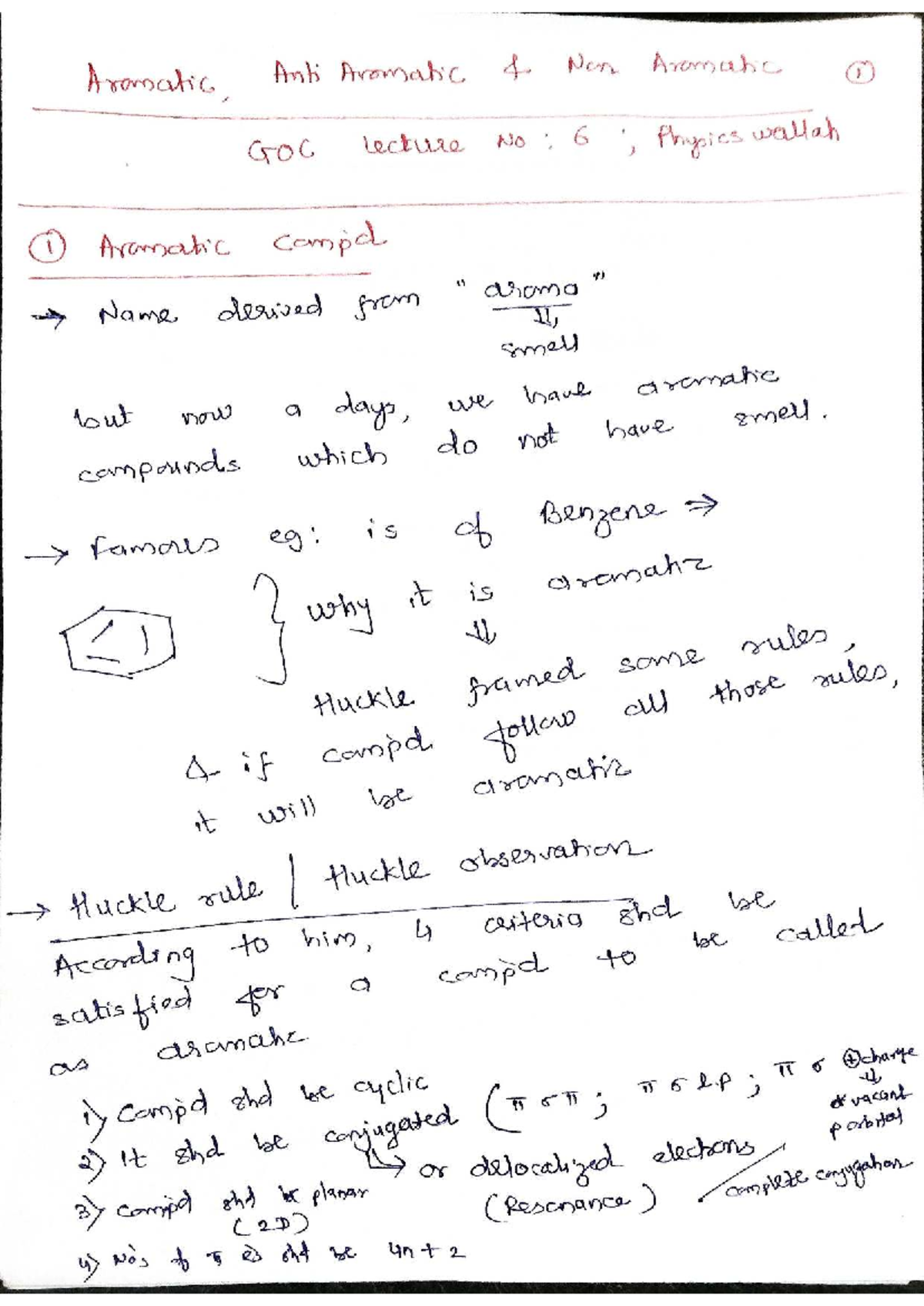 Aromatic, Antiaromatic, and Non-Aromatic Compounds: GOC Lecture 6 - Studocu