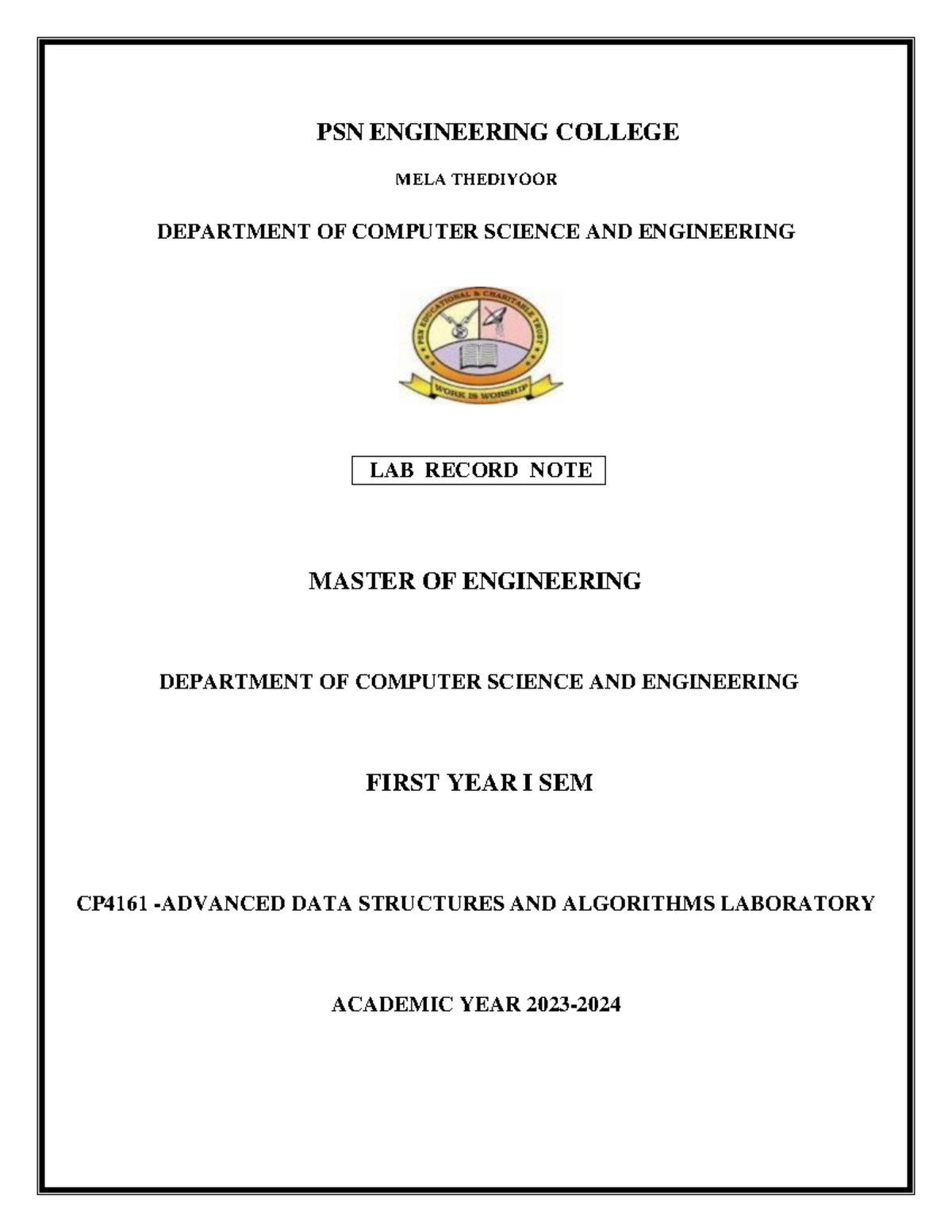 CP4161 ADS LAB - Comprehensive Lab Manual for 2023-2024 - Studocu