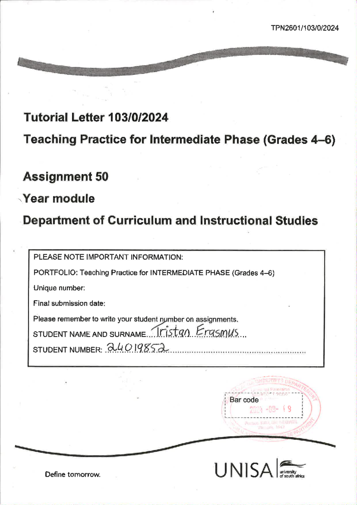 Tpn portfolio - This is to help you based on the practical that is due ...