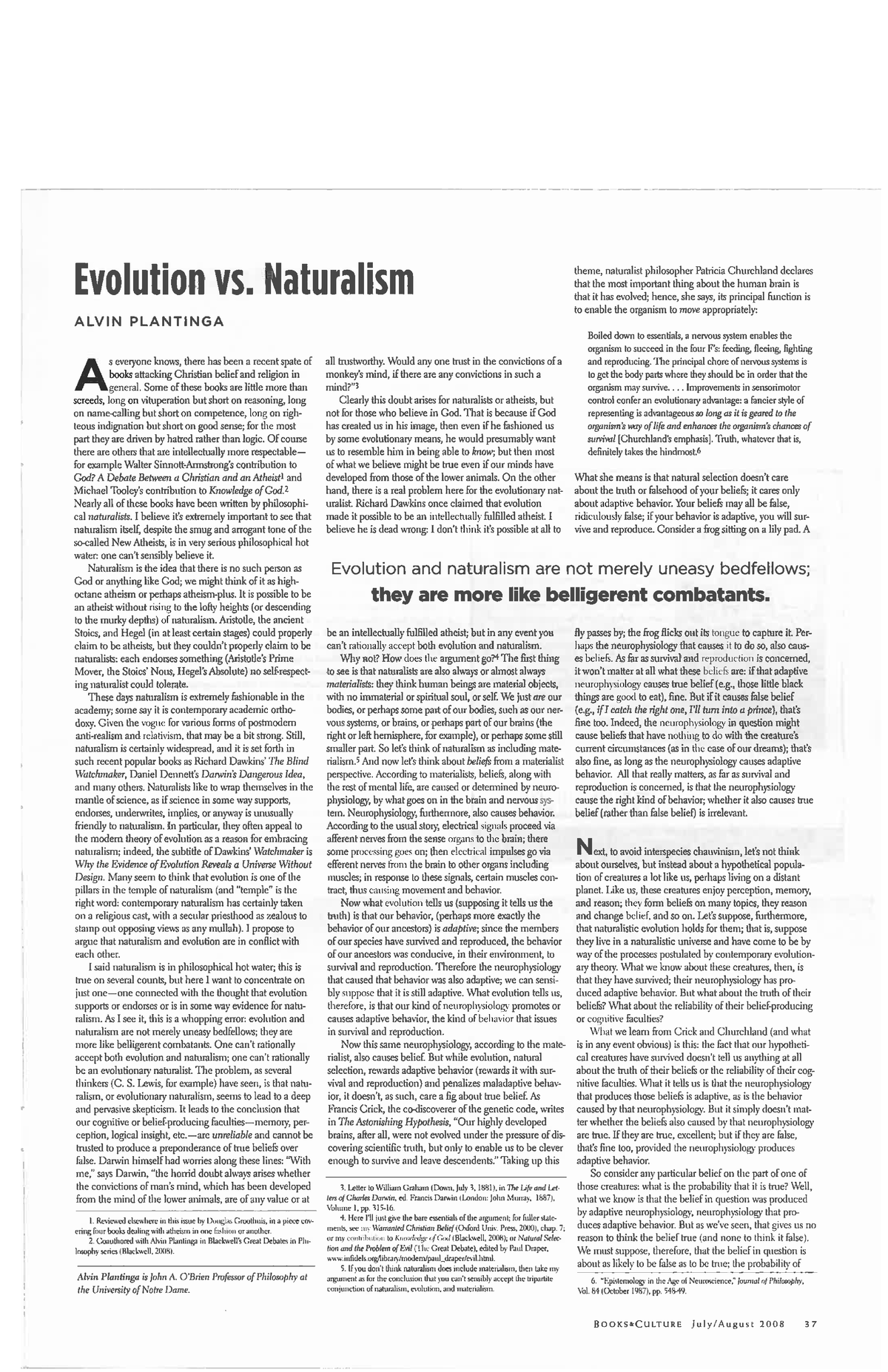 Evolution and Naturalism: A Philosophical Debate (04) - Studocu