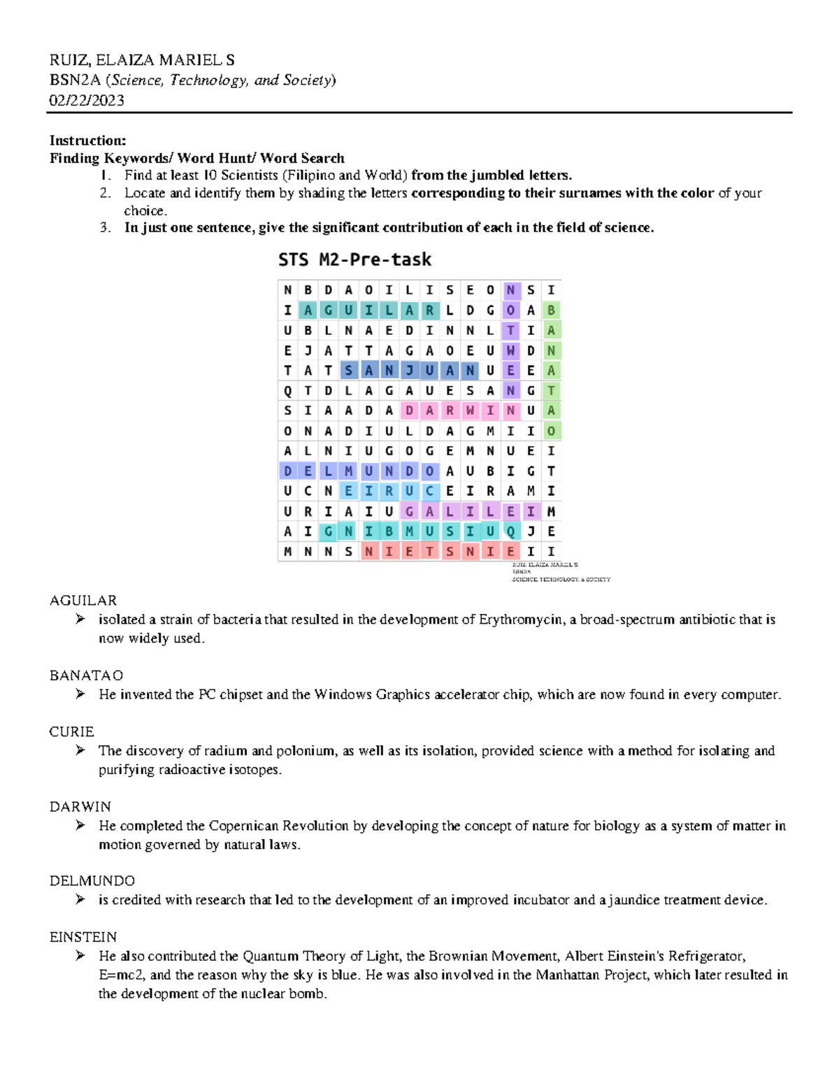 BSN2A Science Technology AND Society M2 Check-In Activity 1 - RUIZ ...