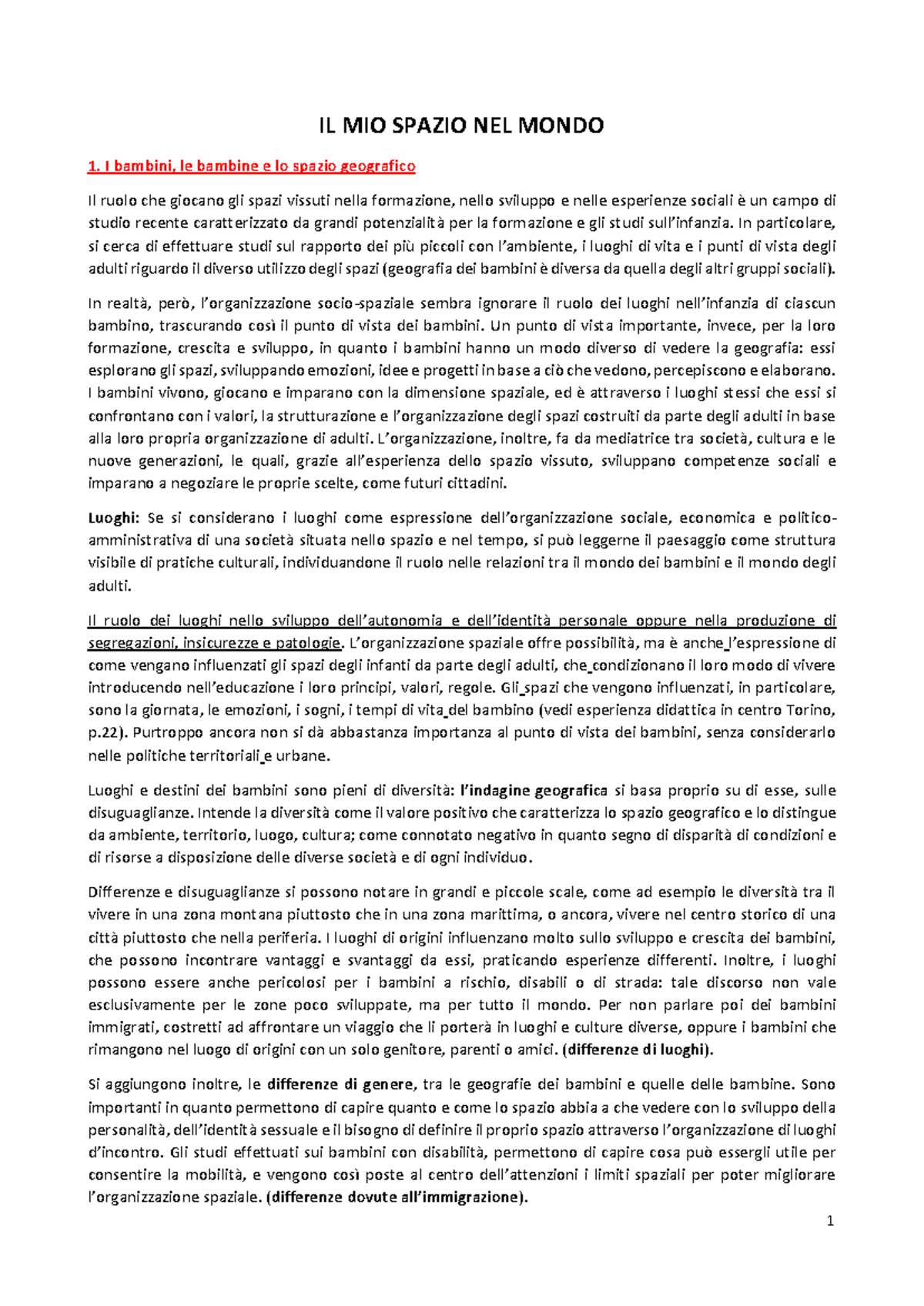 IL MIO Spazio NEL Mondo - IL MIO SPAZIO NEL MONDO I bambini, le bambine ...