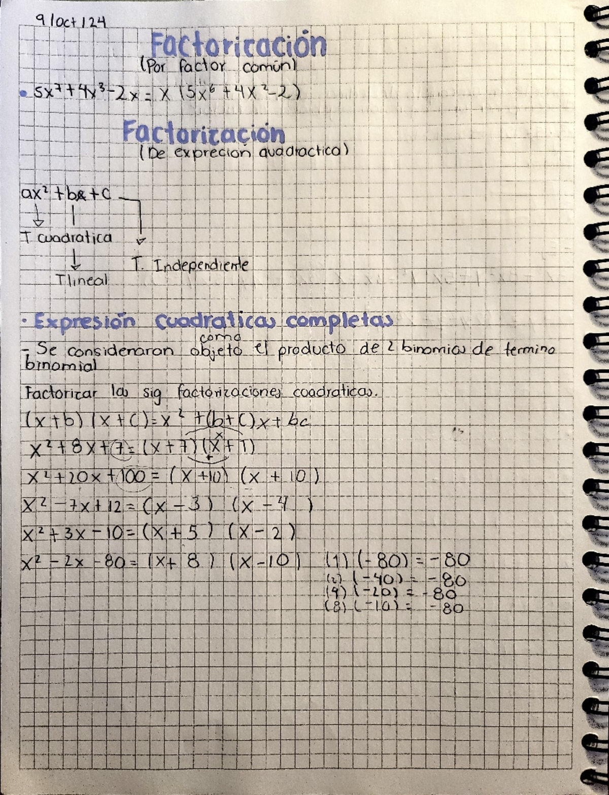 Factorización apunte - Álgebra - 9loct I ax'tbk +C SXy3)xX (55x4 X-2 ...