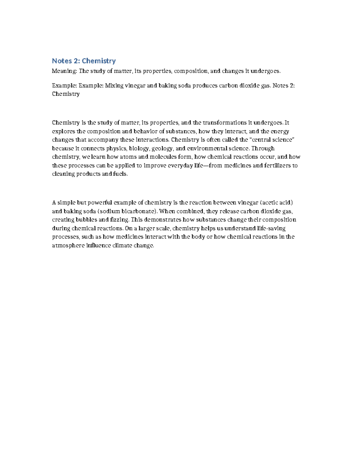 Chemistry Notes 2: Understanding Matter and Chemical Reactions - Studocu