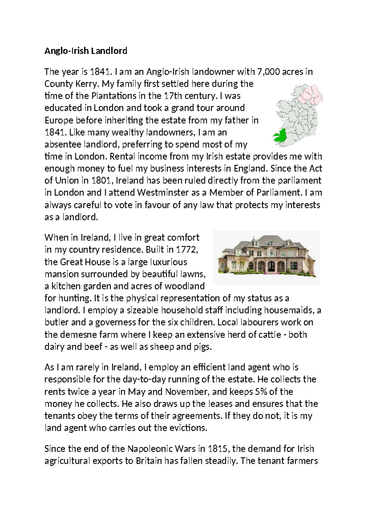 3 Stories of People in the Famine: Landlord & Cottier Life in 1841 ...