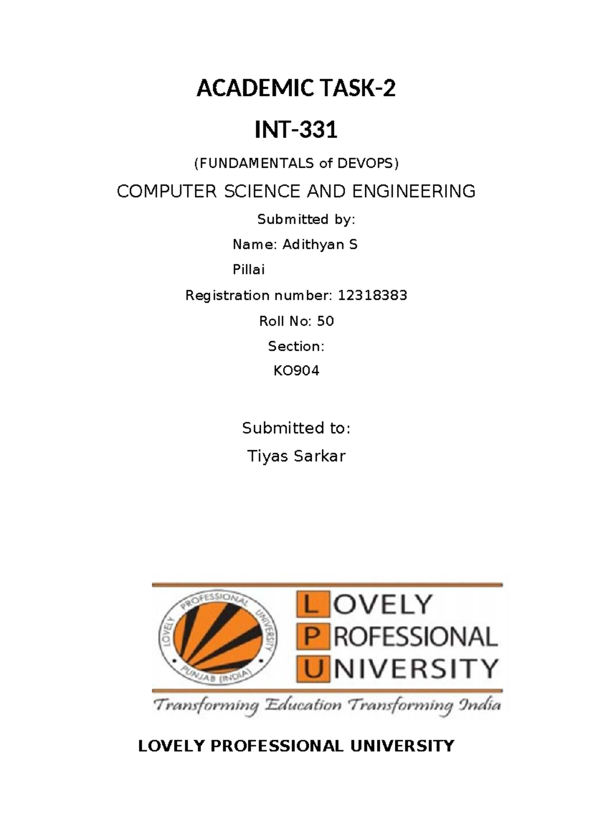 Final Report on Fundamentals of DevOps (CSE 331) - Studocu