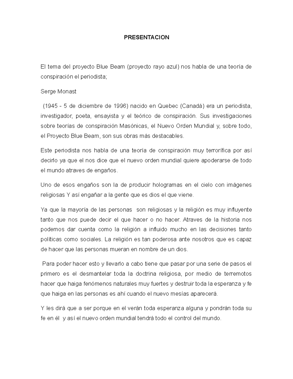 Que es el Proyecto Blue Beam - PRESENTACION El tema del proyecto Blue ...